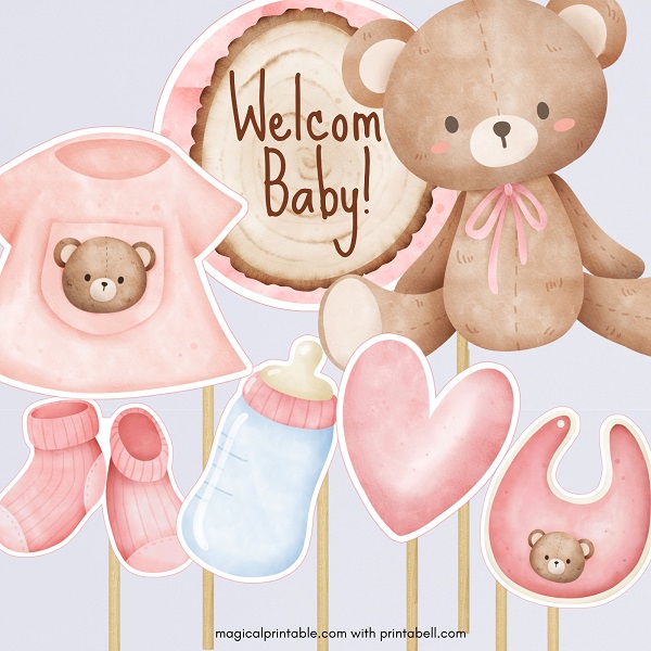 Printable Pink Teddy Bear Centerpieces – Printabell • Express