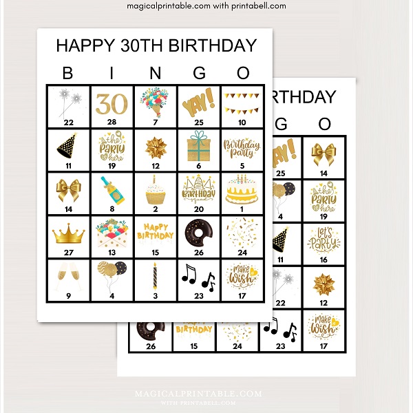 Printable Birthday Milestone Bingo Cards – 18, 21, 30, 40, 50, 60, 70 ...