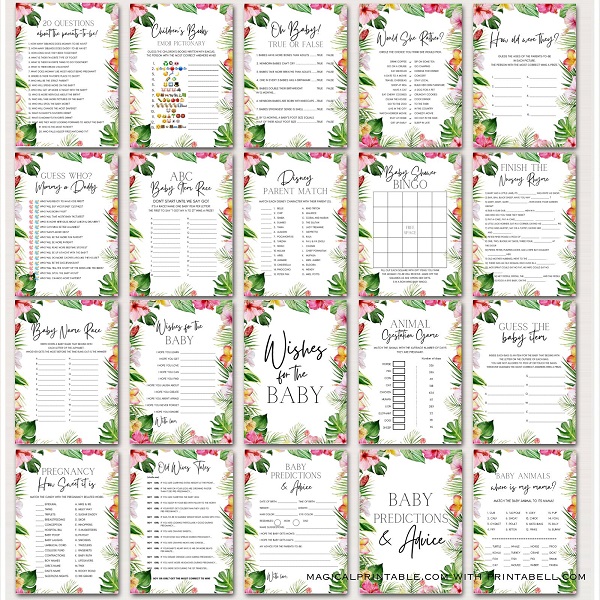 Tropical Luau Baby Shower Games Bundle – Printabell • Express