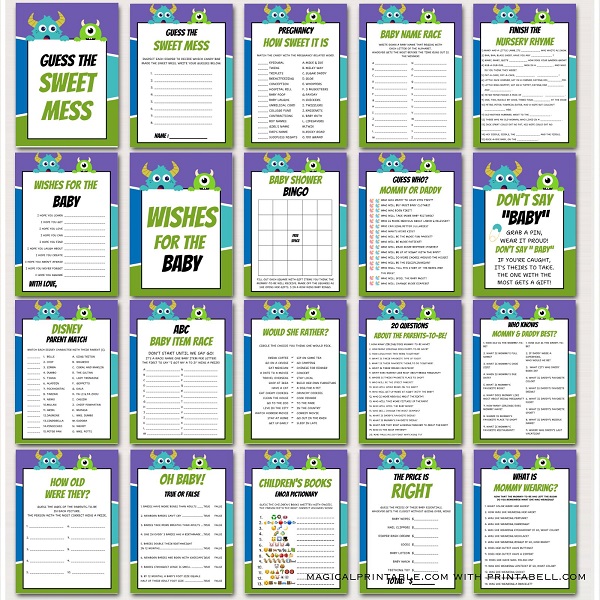 Editable Monster Inc Inspired Baby Shower Games – Printabell • Express