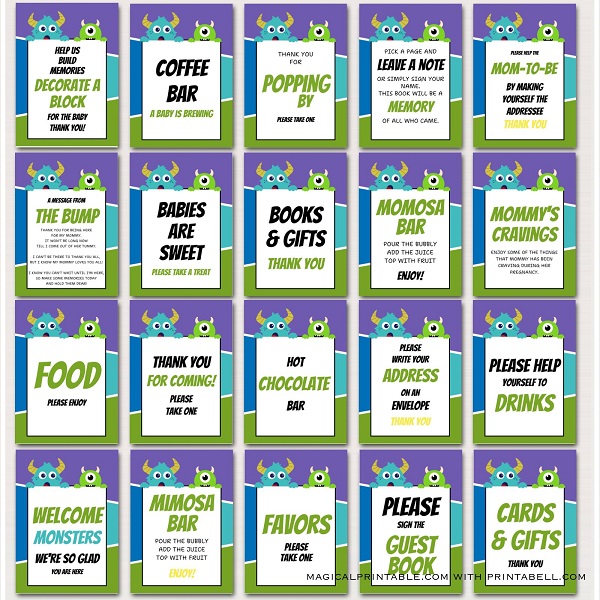 Editable Monster Inc Inspired Baby Shower Games – Printabell • Express