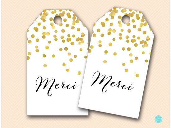 Gold Confetti Thank You Tags Merci – Printabell • Express