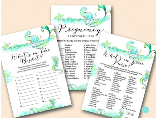 Mermaid Baby Shower Games Printable Mermaid Baby Shower Game Exclusive