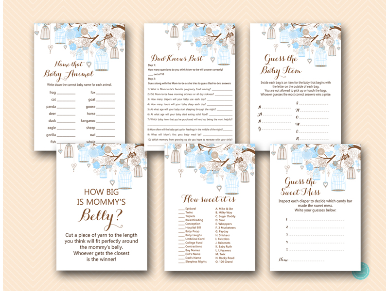 Blue Birdcage Baby Shower Games – Printabell • Express