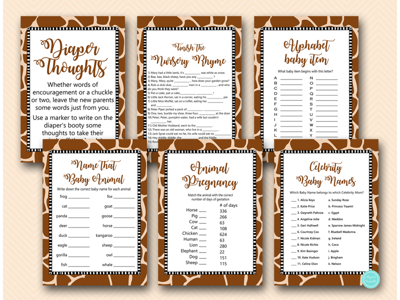 Giraffe Baby Shower Game Package – Printabell • Express