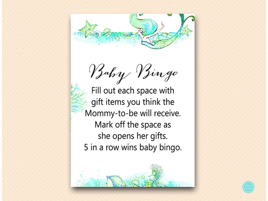 Mermaid Baby Shower Bingo – Printabell • Express