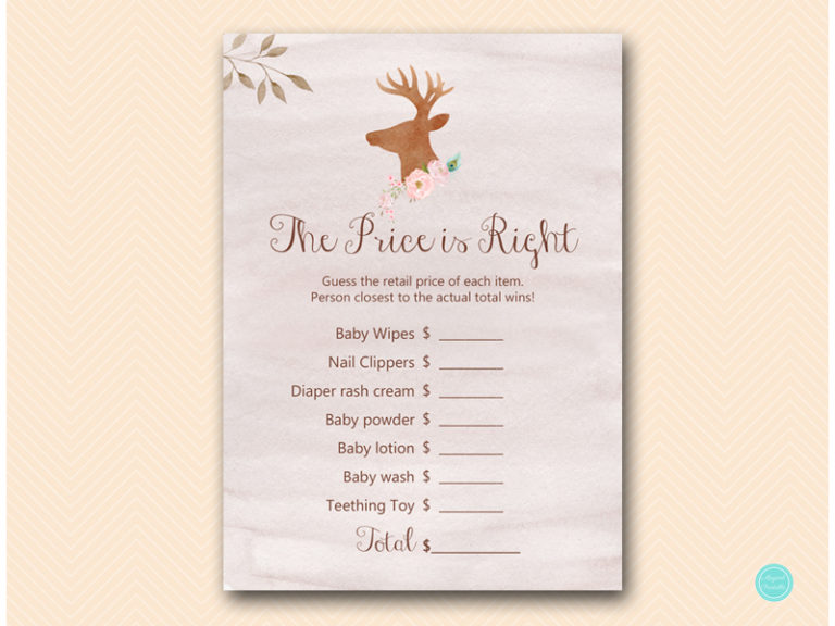 Antler Deer Woodland Baby Shower Games – Printabell • Express