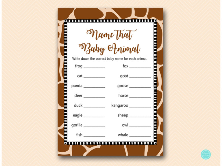 Giraffe Baby Shower Game Package – Printabell • Express