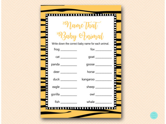 Tiger Baby Shower Game Package – Printabell • Express