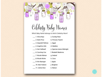 Purple Mason Jars Baby Shower Games – Printabell • Express