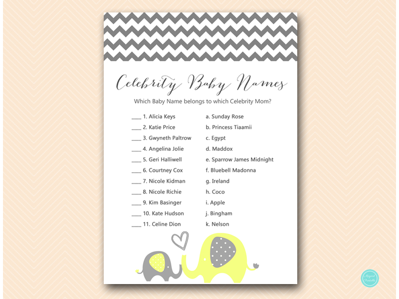 Yellow Elephant Baby Shower Games – Printabell • Express