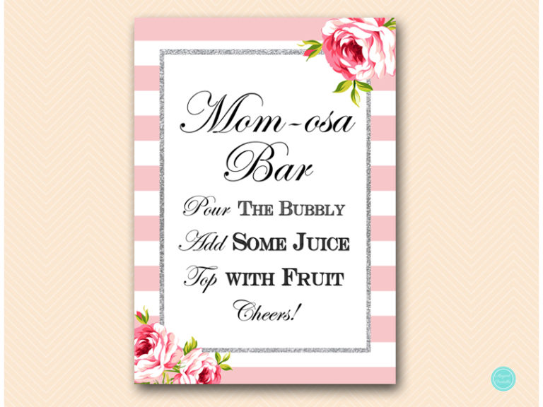 Silver Pink Mimosa, Momosa Bar Sign – Printabell • Express