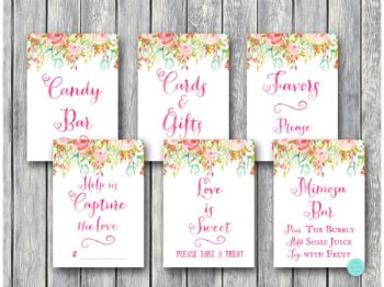 Pretty Pink Floral Decoration Signs – Printabell • Express