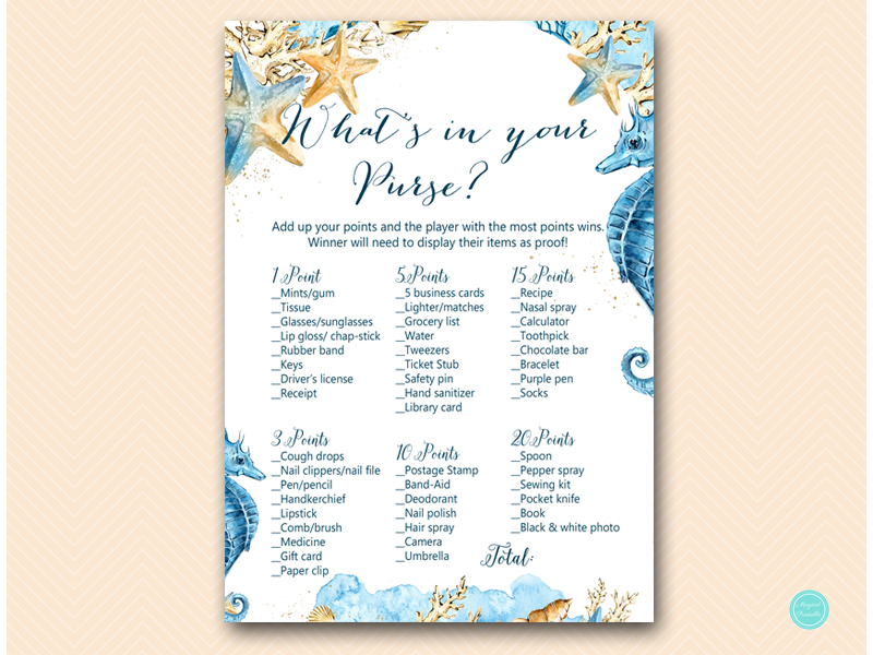 Seashells Beach Themed Baby Shower Games – Printabell • Express