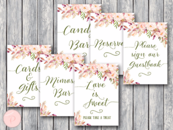 Boho Floral Table Decoration Signs Package – Printabell • Express