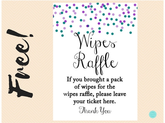 FREE Purple Teal Confetti Wipes Raffle Sign and Card – Printabell • Express