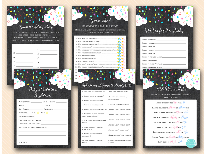 Chalkboard Rainbow Sprinkle Baby Shower Games – Printabell • Express