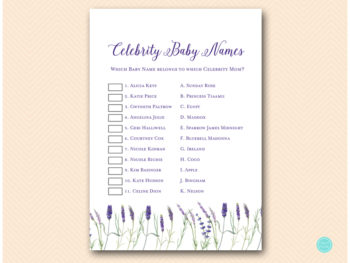 Lavender Flower Baby Shower Games Pack – Printabell • Express