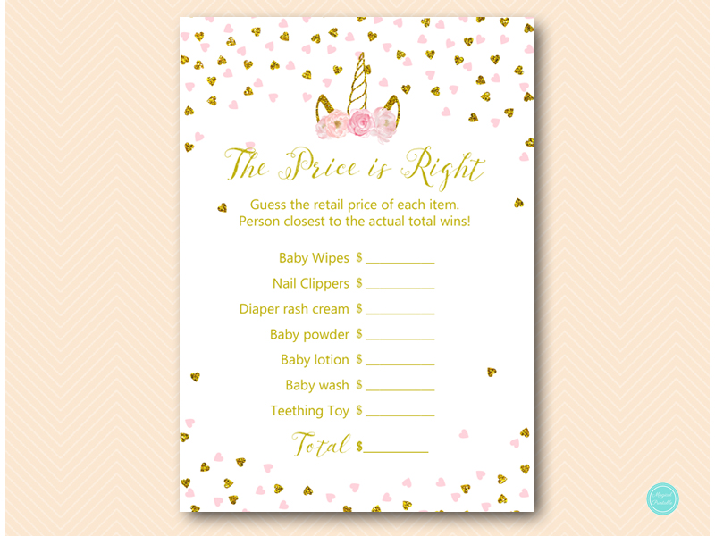 Pink and Gold Unicorn Baby Shower Games Package – Printabell • Express