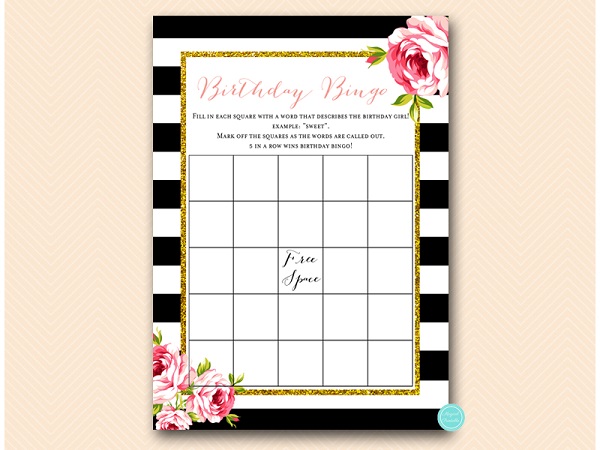 Black Stripes and Gold Glitter Birthday Party Games Package ...