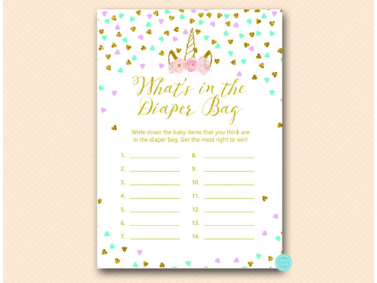 Purple Gold Unicorn Baby Shower Games Package – Printabell • Express