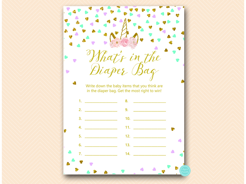 Purple Gold Unicorn Baby Shower Games Package – Printabell • Express