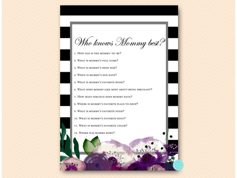Purple Floral Baby Shower Games Package – Printabell • Express