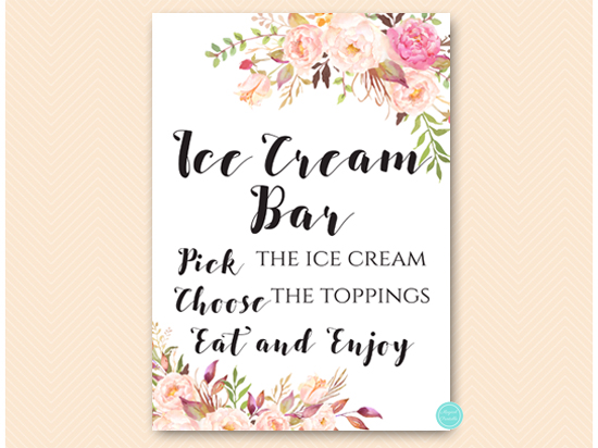 Boho Floral Ice Cream Bar Sign – Printabell • Express