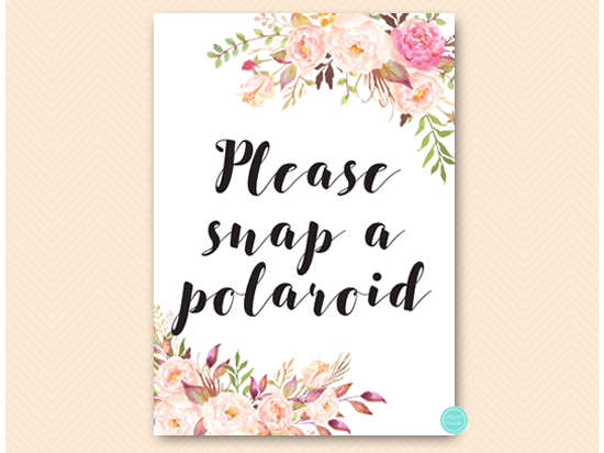 Boho Floral Snap a Polaroid Sign – Printabell • Express