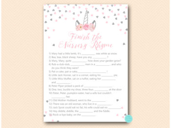 Pink and Silver Unicorn Baby Shower Games – Printabell • Express
