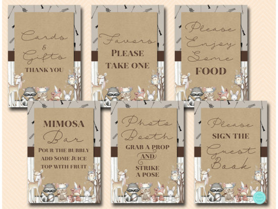 Boho Woodland Table Sign Decorations – Printabell • Express