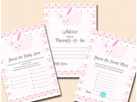 Pink Bunny Baby Shower Game Pack – Printabell • Express