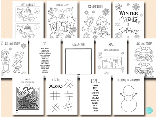 Winter Kids Coloring and Activities book Pages – Printabell • Express