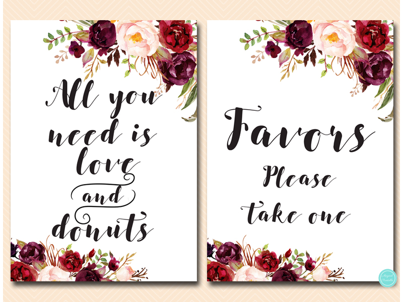 Burgundy Boho Floral Table Signs – Printabell • Express