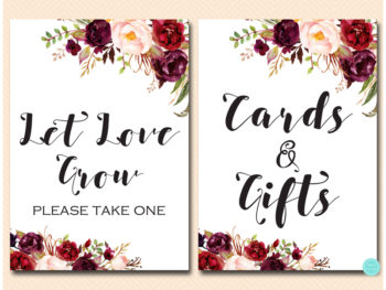 Burgundy Boho Floral Table Signs – Printabell • Express