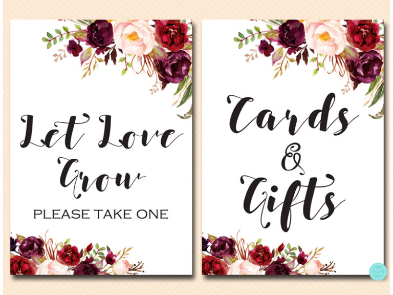 Burgundy Boho Floral Table Signs – Printabell • Express