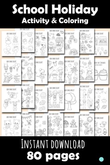 80 Pages School Holiday Activity & Coloring Book Sheets – Printabell ...
