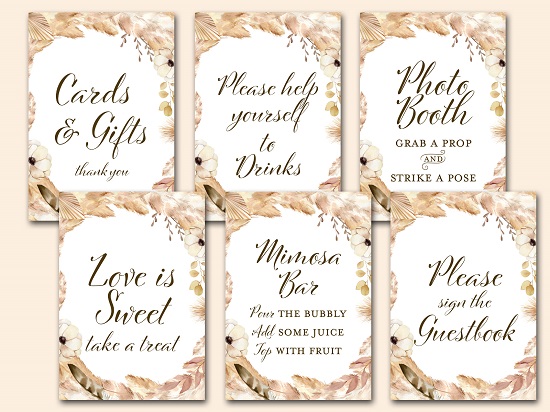 Bohemian Party Table Signs – Printabell • Express