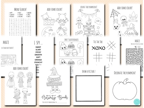 Halloween Kids Coloring and Activities book Pages – Printabell • Express