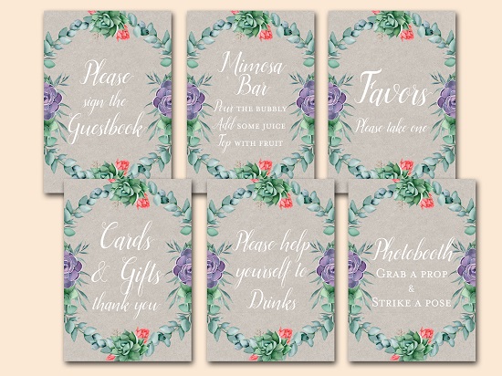 Rustic Succulent Party Table Signs Pack – Printabell • Express