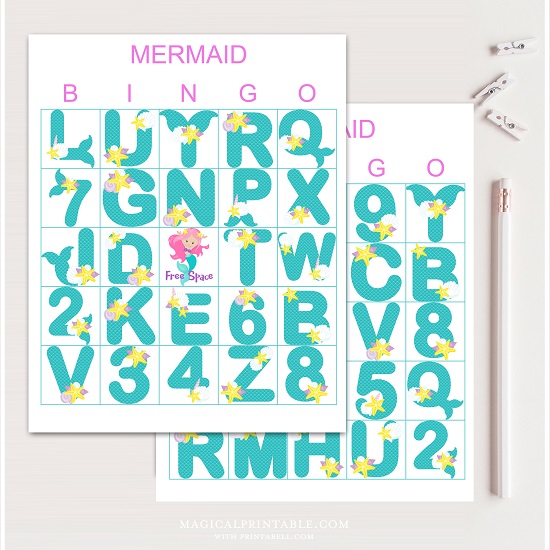 100 Mermaid Bingo Cards – Printabell • Express