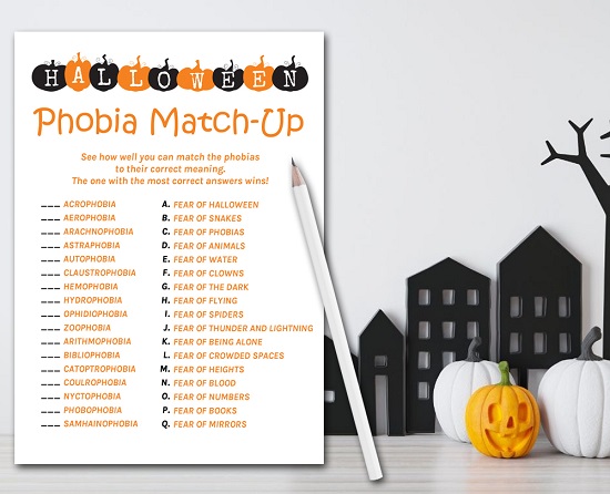 Halloween Phobia Match Up Game – Printabell • Express