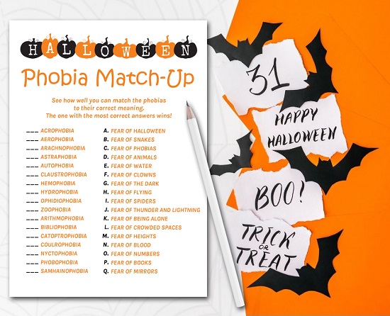Halloween Phobia Match Up Game – Printabell • Express