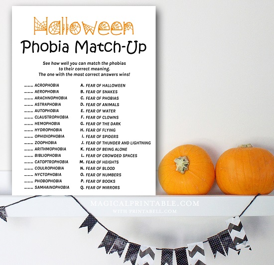 Halloween Phobia Match Up Game – Printabell • Express