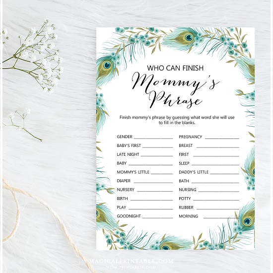 Peacock Baby Shower Game Package – Printabell • Express