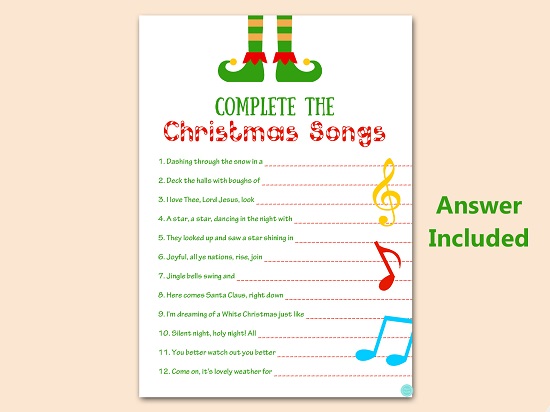 Finish The Christmas Song – Printabell • Express