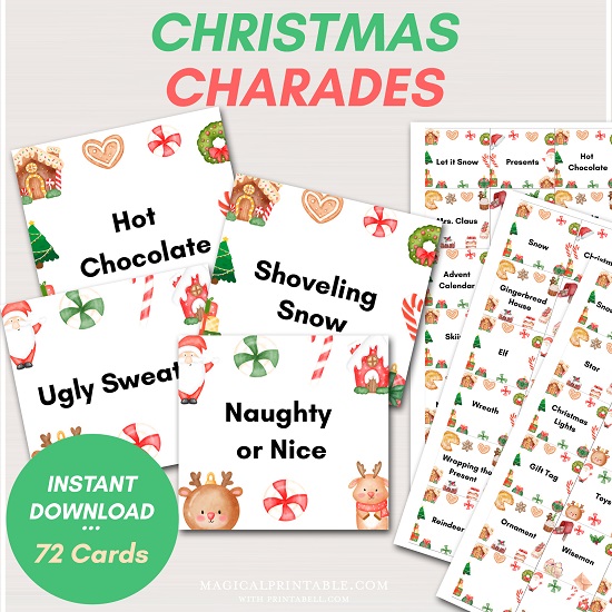 Christmas Charades Printable Cards – Printabell • Express