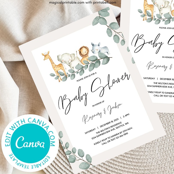 Editable Safari Animals Party Invitation – Printabell • Express