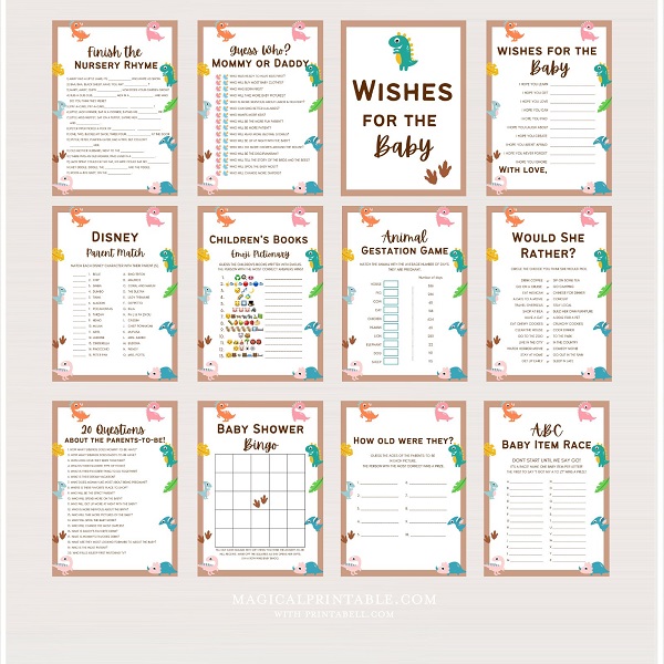 Over 40 Dinosaur Baby Shower Games Bundle – Printabell • Express