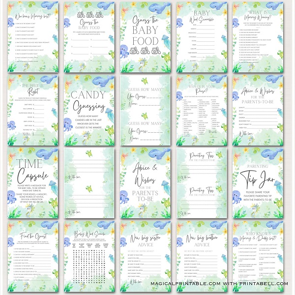 Under the Sea Baby Shower Games Bundle – Printabell • Express